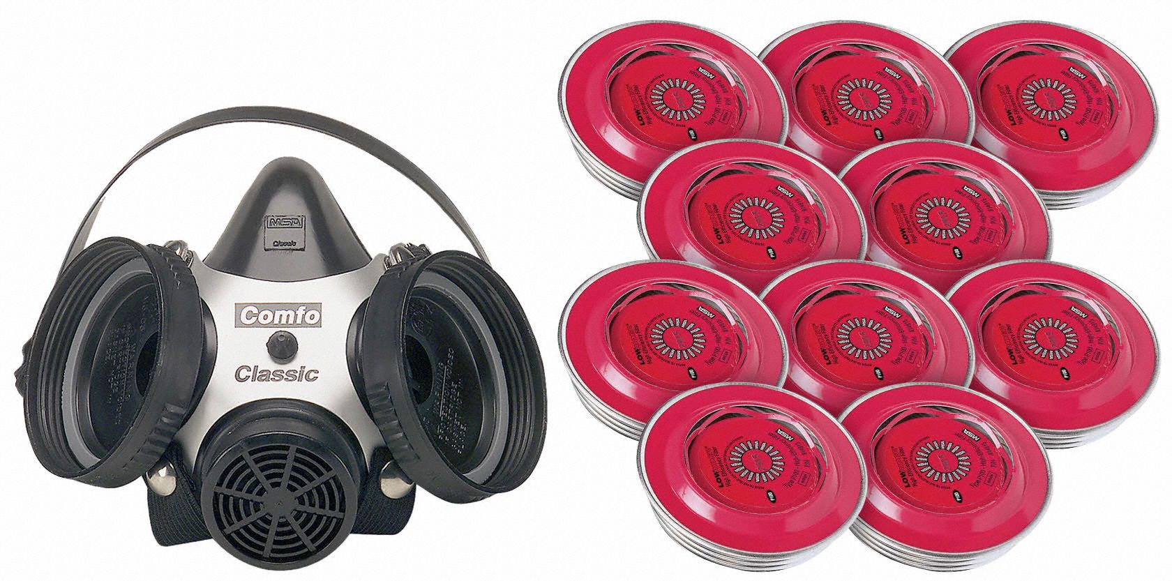 MSA, 10 Cartridges Included, (10) P100 Filter, Half Mask Respirator Kit ...