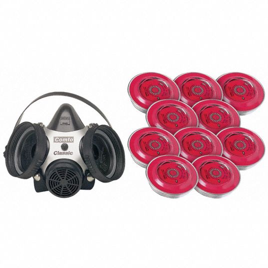 MSA, 10 Cartridges Included, (10) P100 Filter, Half Mask Respirator Kit ...