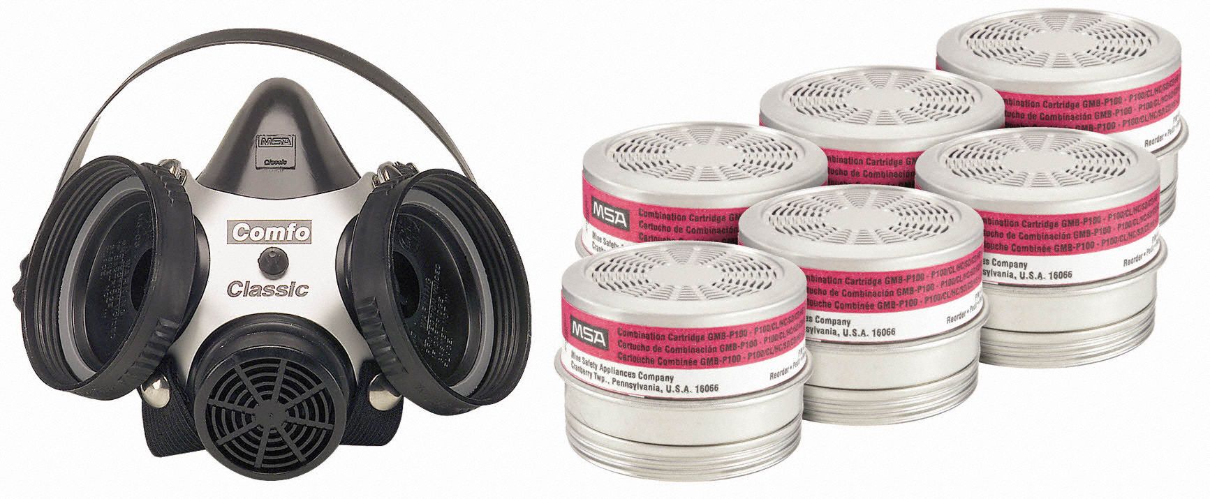 MSA, 6 Cartridges Included, Hycar Rubber, Half Mask Respirator Kit ...
