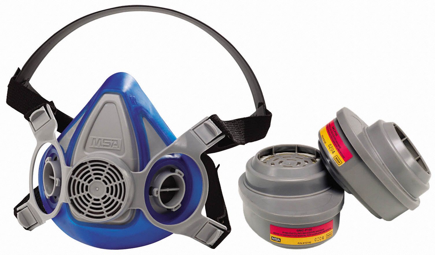 MSA, 2 Cartridges Included, Thermoplastic Rubber, Half Mask Respirator ...