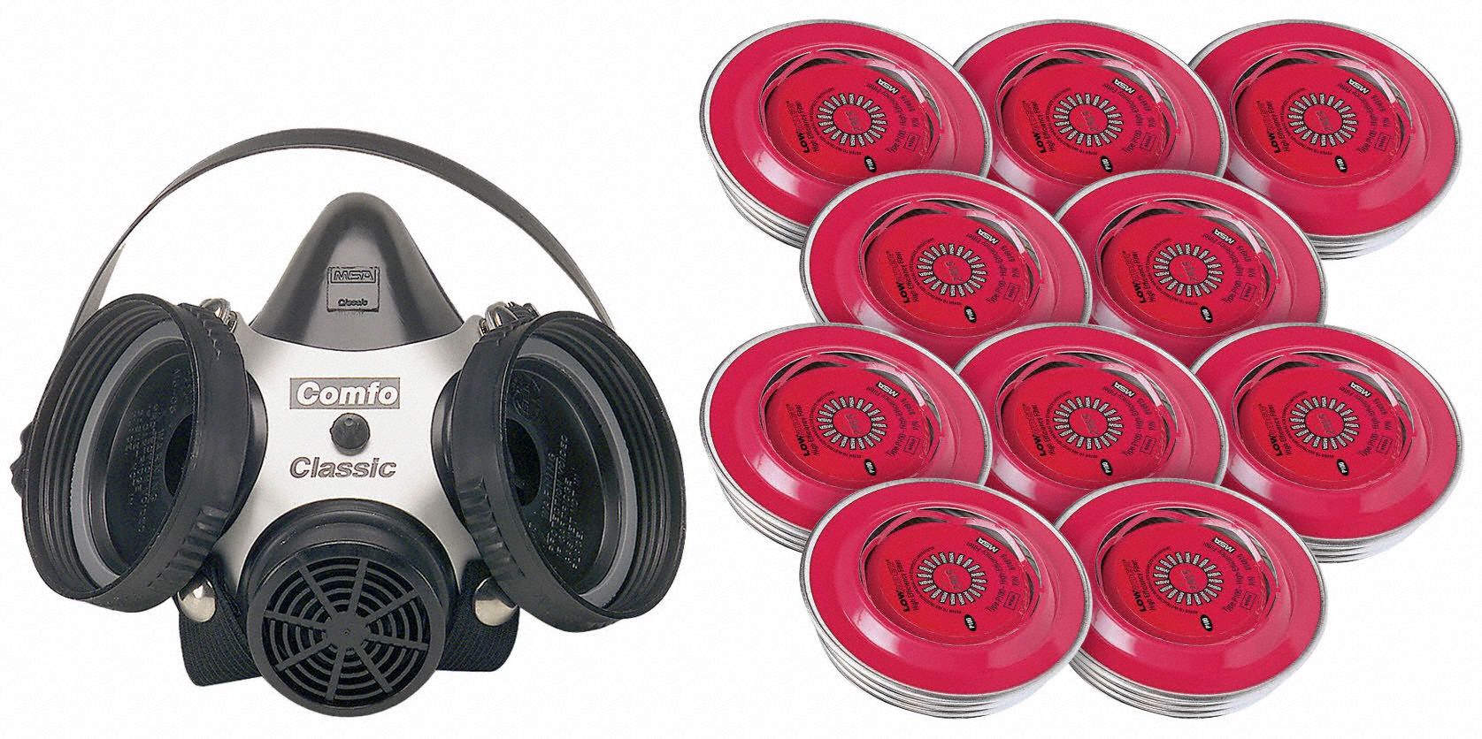 MSA, 10 Cartridges Included, (10) P100 Filter, Half Mask Respirator Kit ...