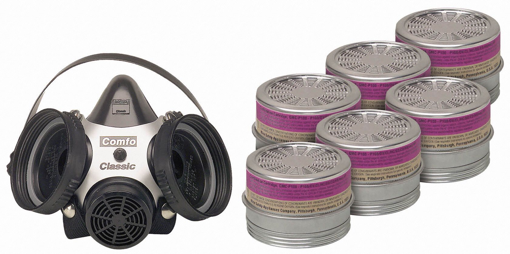 MSA, 6 Cartridges Included, Hycar Rubber, Half Mask Respirator Kit ...