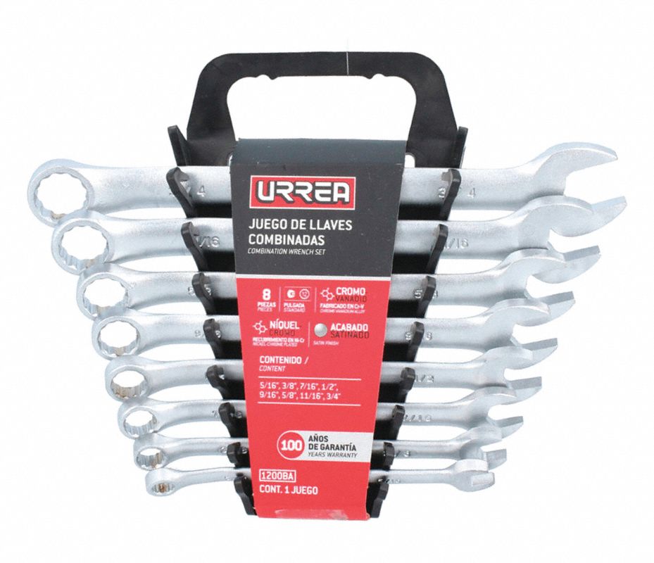 URREA Juego de Llaves Combinadas 8 herramientas Acero Cromo Vanadio 5-9/16" a 9-13/16" - Juegos ...