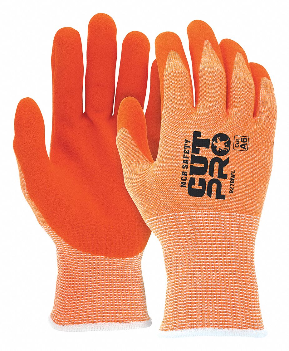 Cut-Resist Glove,Orange,L,PK12 - Grainger