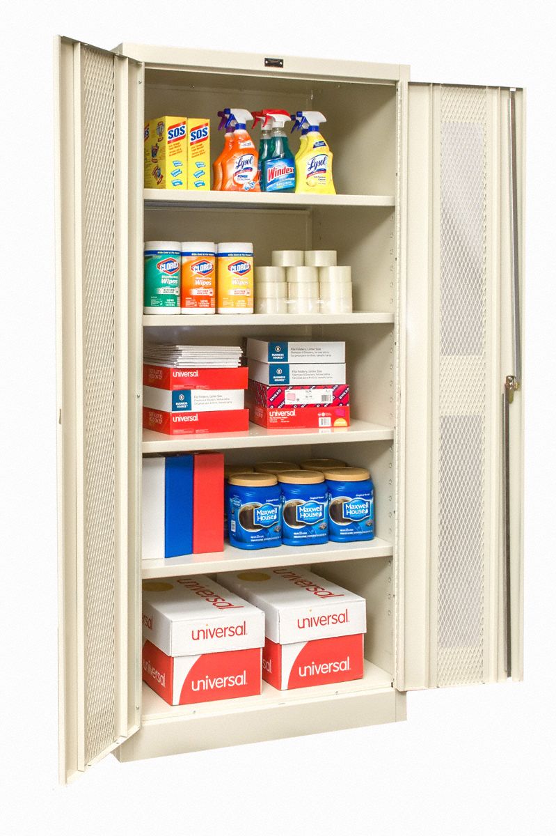 HALLOWELL Storage Cabinet: 48 in x 18 in x 72 in, 4 Adj Shelves, Swing ...