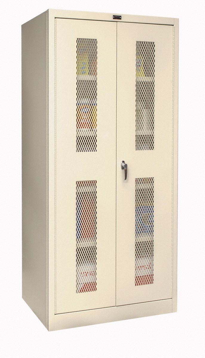 HALLOWELL Storage Cabinet: 48 in x 18 in x 72 in, 4 Adj Shelves, Swing ...