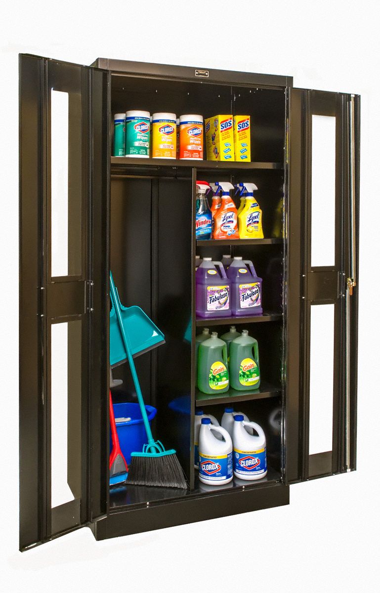 HALLOWELL Storage Cabinet: 36 in x 24 in x 78 in, 4 Shelves, Swing ...