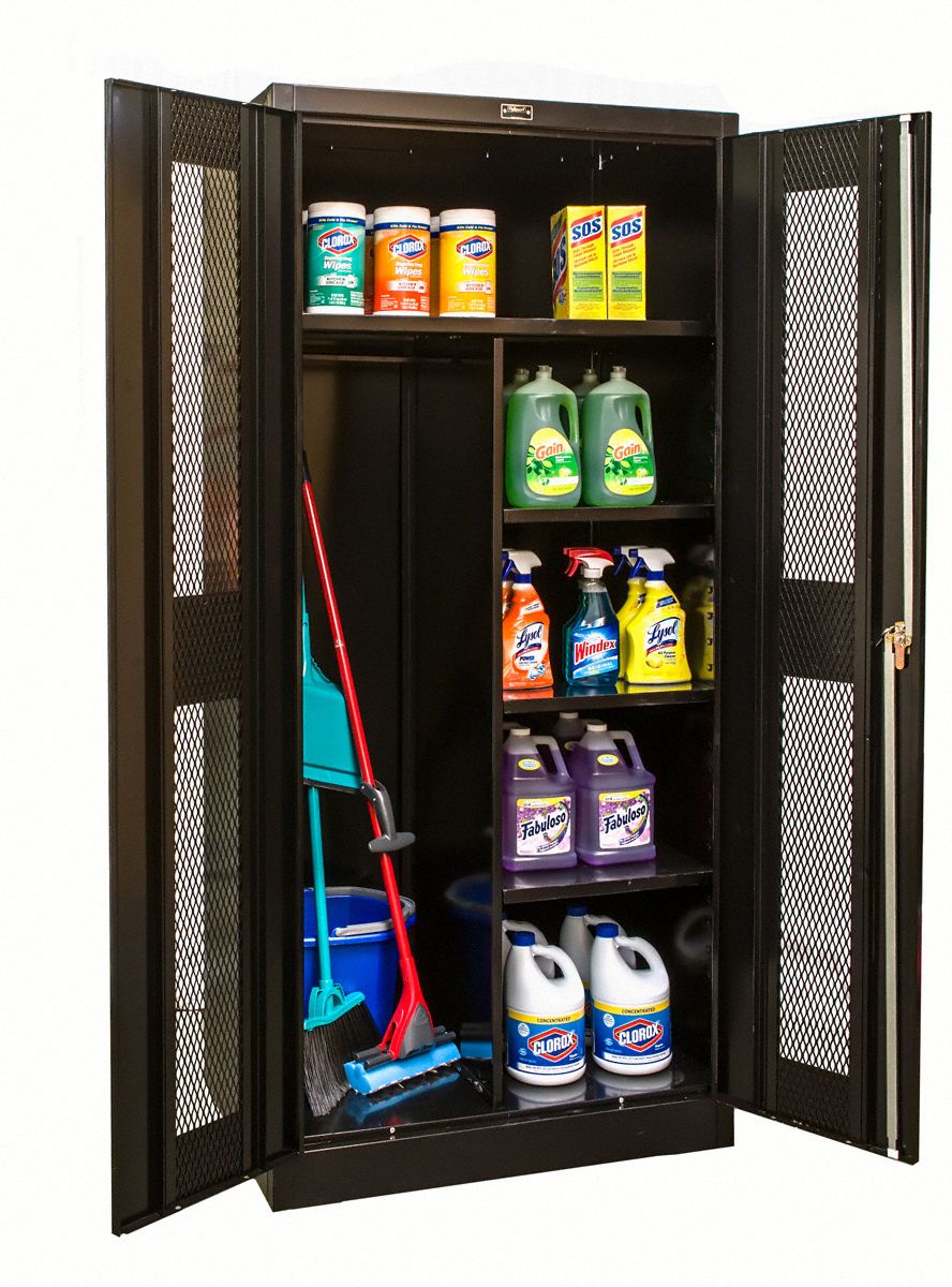 HALLOWELL Storage Cabinet: 36 in x 24 in x 78 in, 4 Shelves, Swing ...