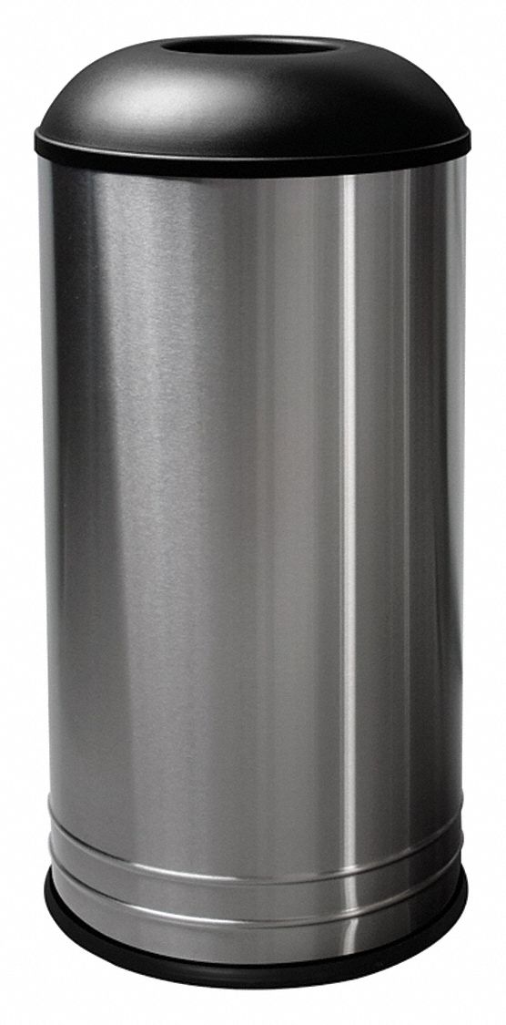 18 gal, Round, Silver/Black - Grainger