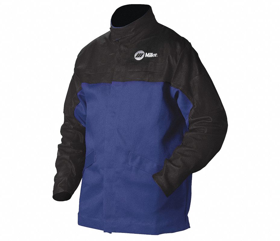 MILLER ELECTRIC Chaqueta para Soldadura 70% Algodón , 30% Cuero Azul ...