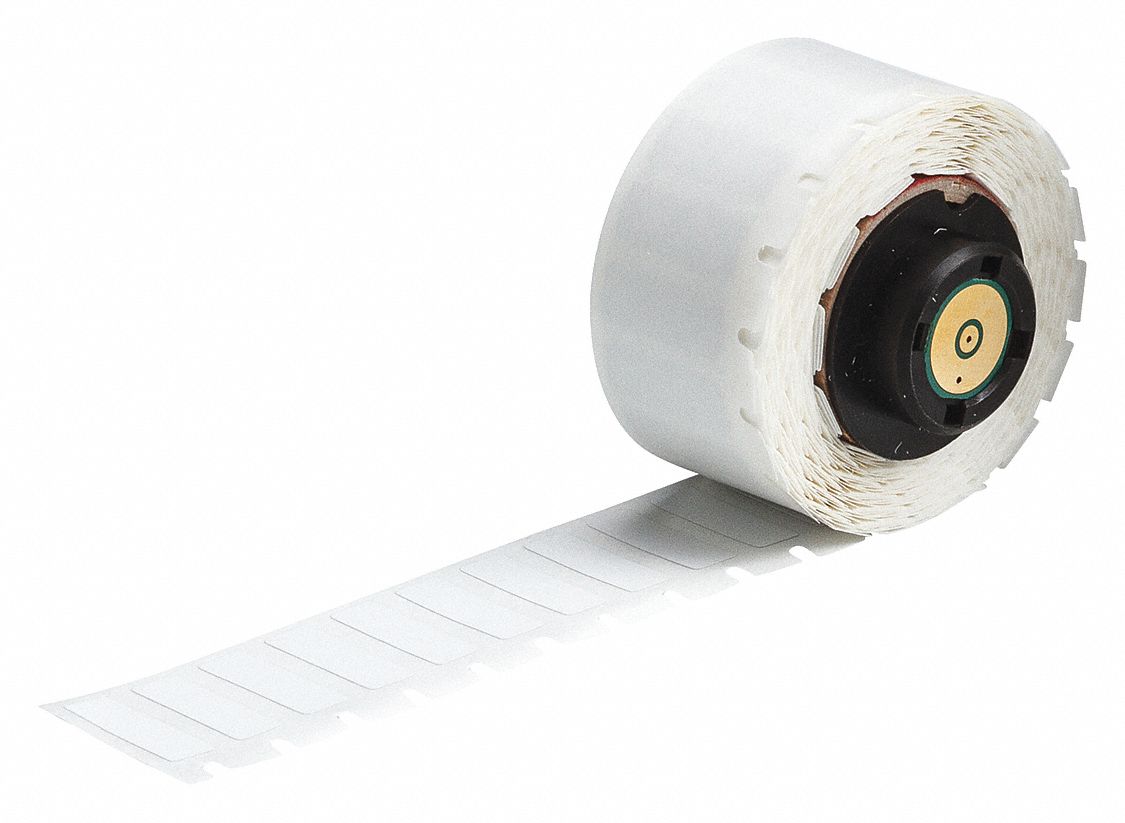 BRADY Precut Label Roll: 1/4 in x 3/4 in, Tedlar, White, For 0.75 in to ...