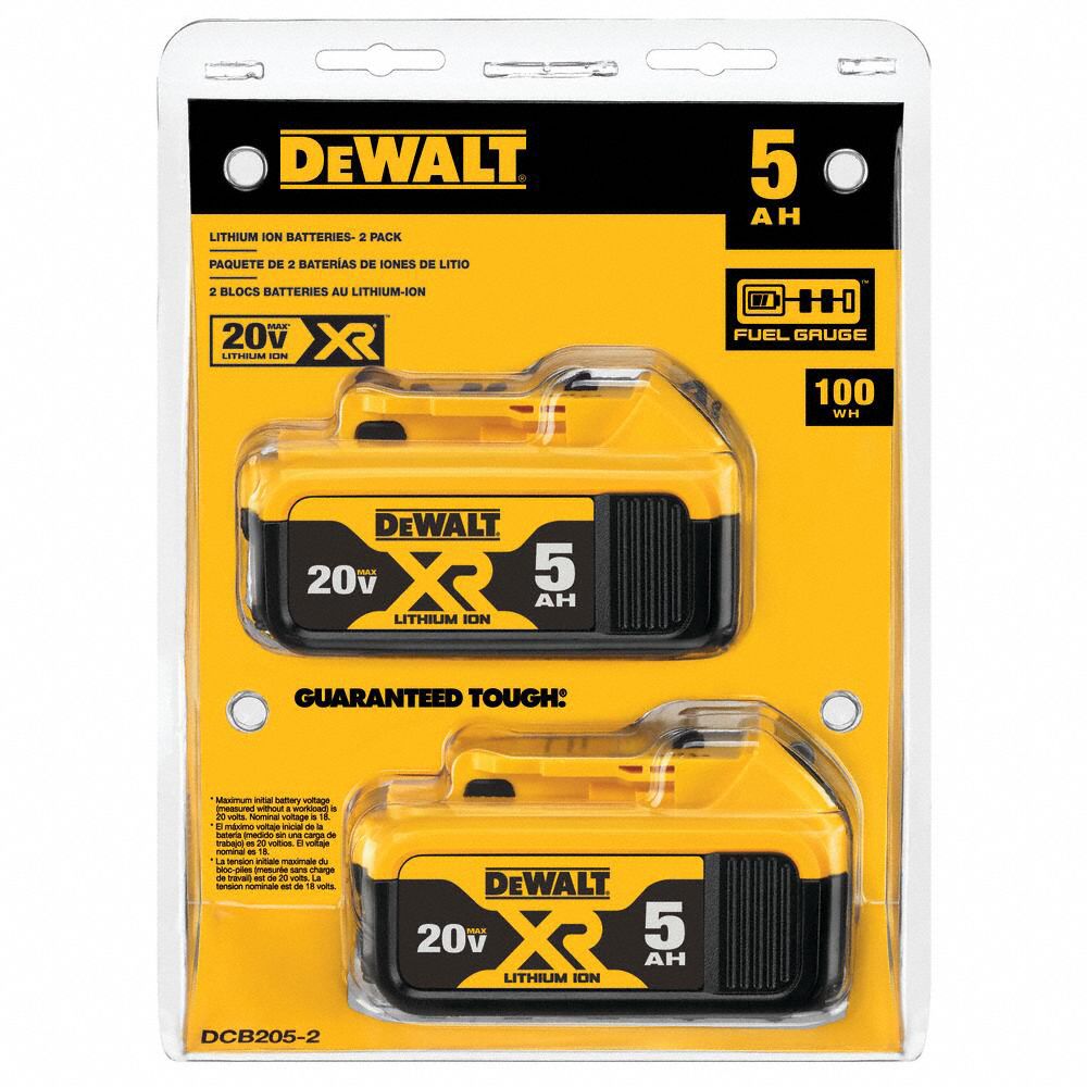DEWALT Battery: DEWALT®, 20V MAX*, Li-Ion, 2 Batteries Included, 5 Ah ...