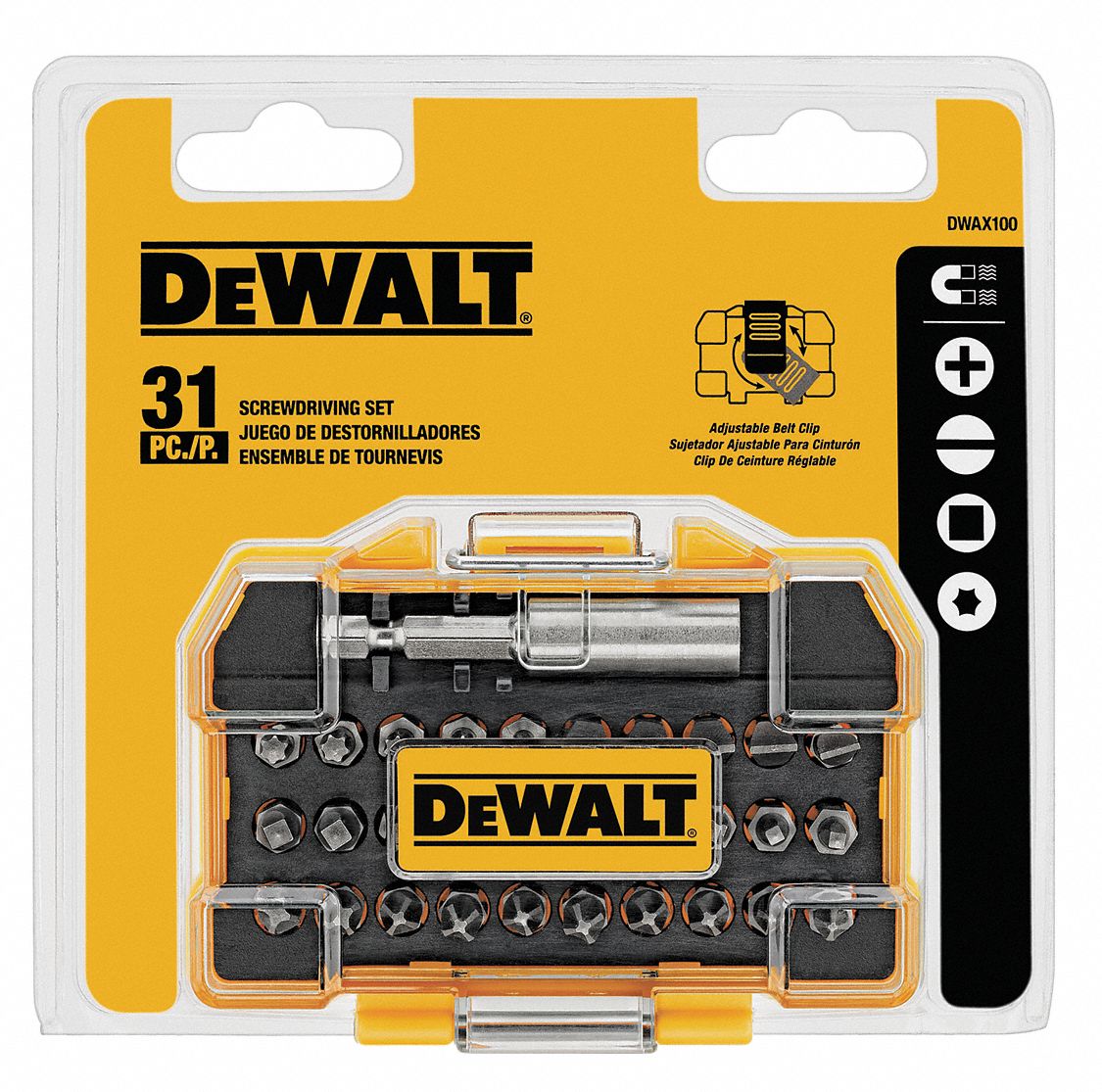 DEWALT, Impact Rated, 31 No. of Pieces, Driver Bit Set - 34D641 ...