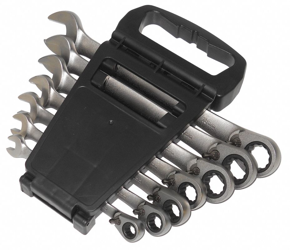 WESTWARD Juego de Llaves Combinadas de Matraca, Métrico, Núm. de Puntos 12, Reversible, Número ...