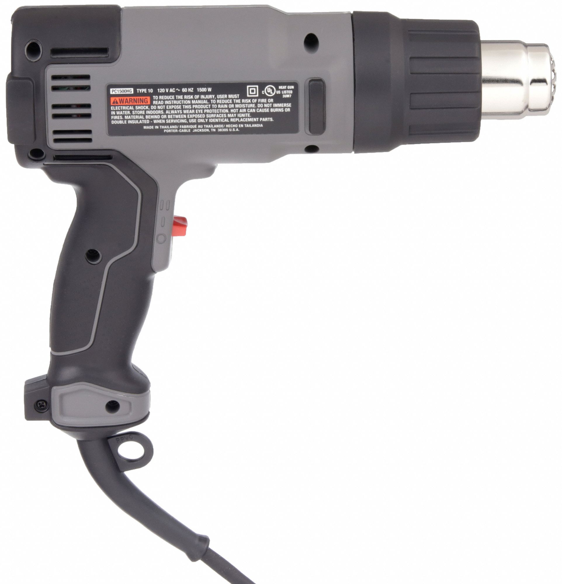 PORTER CABLE Heat Gun: Pistol-Grip, 120V AC, 120°F to 1,150°F, 19 cfm ...