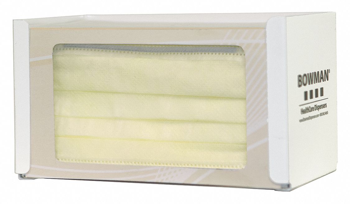BOWMAN DISPENSERS Face Mask Dispenser: Powder Coated Steel, White, Wall ...