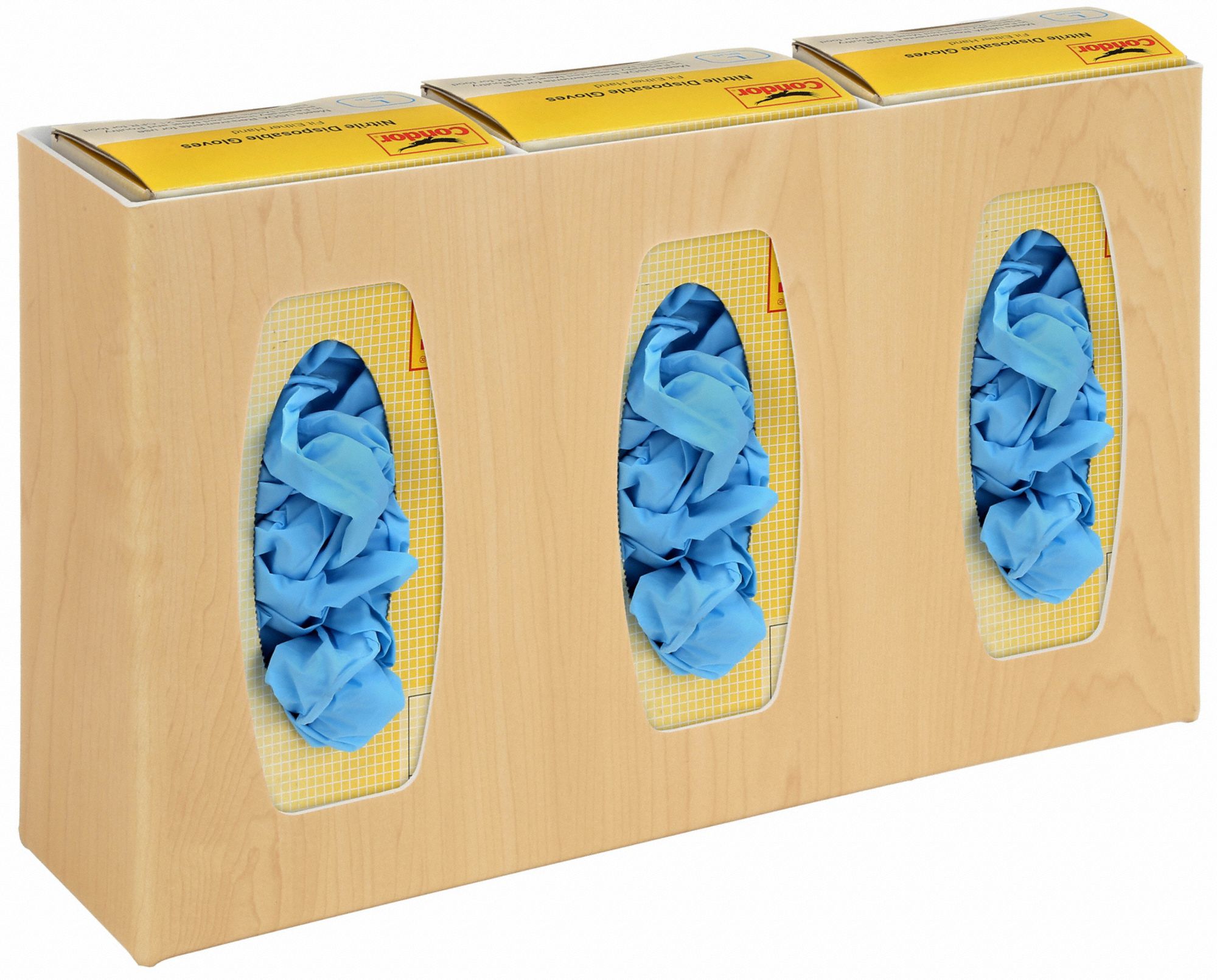 BOWMAN DISPENSERS Glove Box Dispenser: 3 Boxes, ABS Plastic, Maple Wood ...