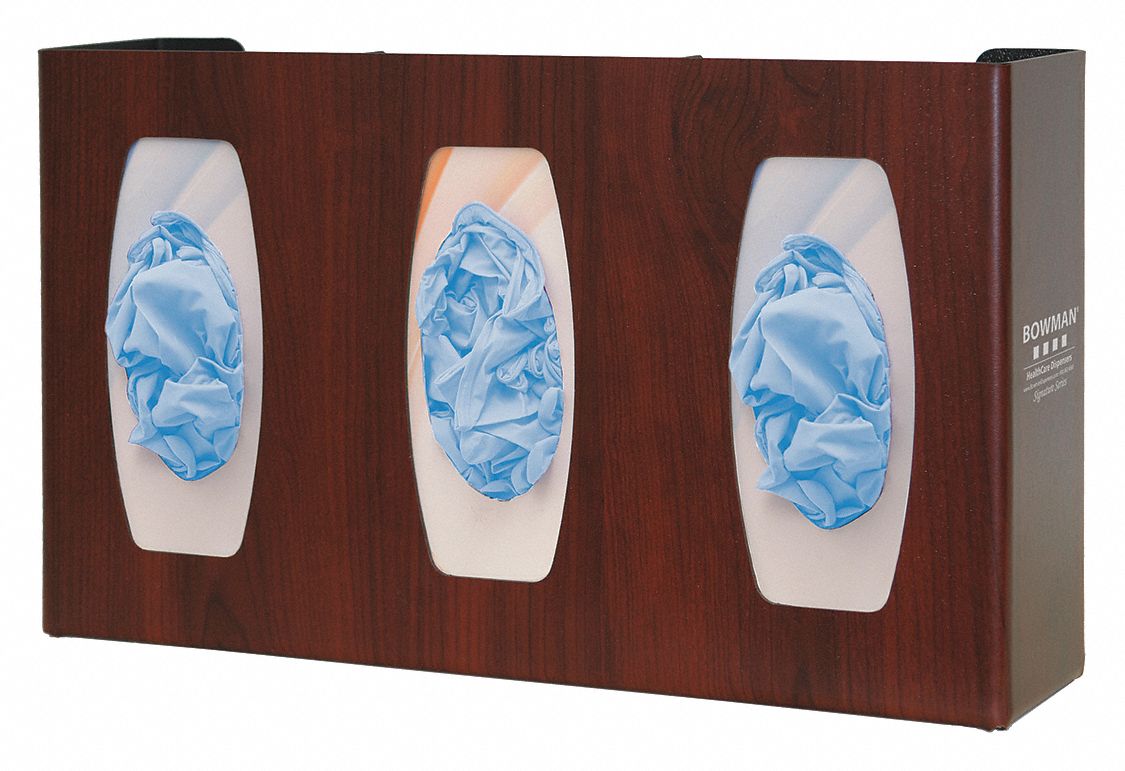 BOWMAN DISPENSERS Glove Box Dispenser: 3 Boxes, ABS Plastic, Cherry ...