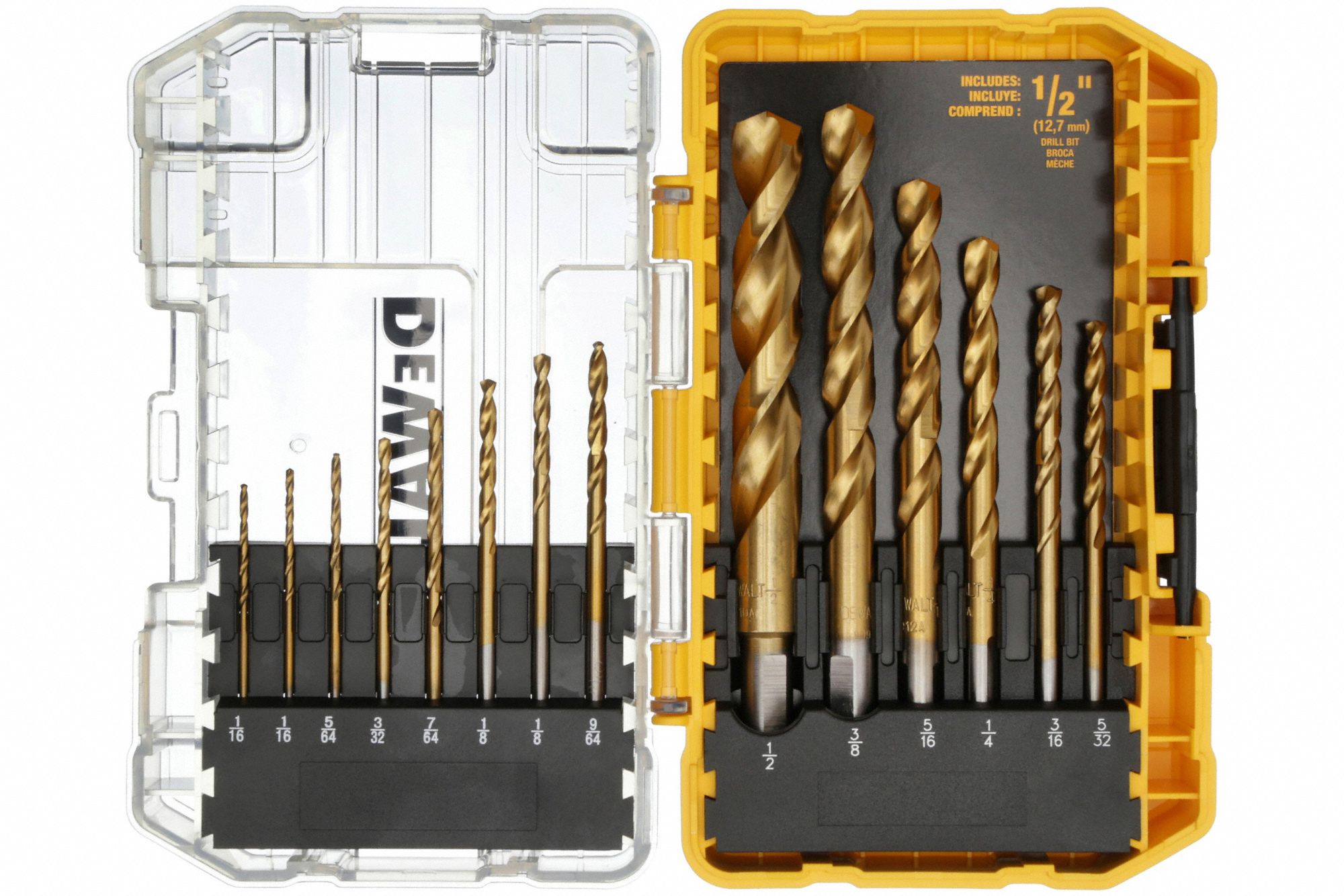DEWALT, 1/16 in Smallest Drill Bit Size, 1/2 in Largest Drill Bit Size ...