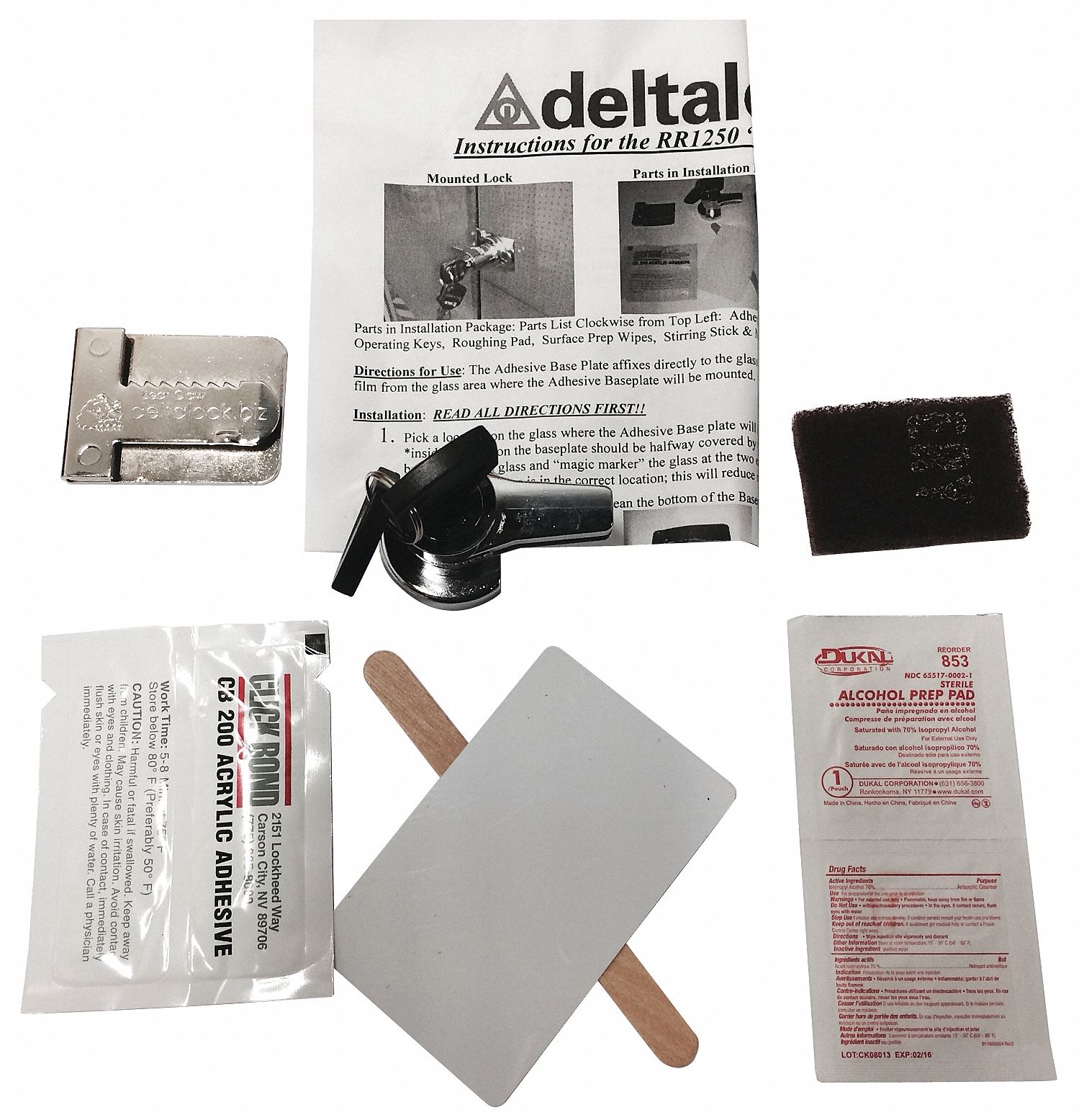 DELTA LOCK, 1 1/4 in Lg, 2 1/8 in Wd, Sliding Door Lock - 34GU45|G ...