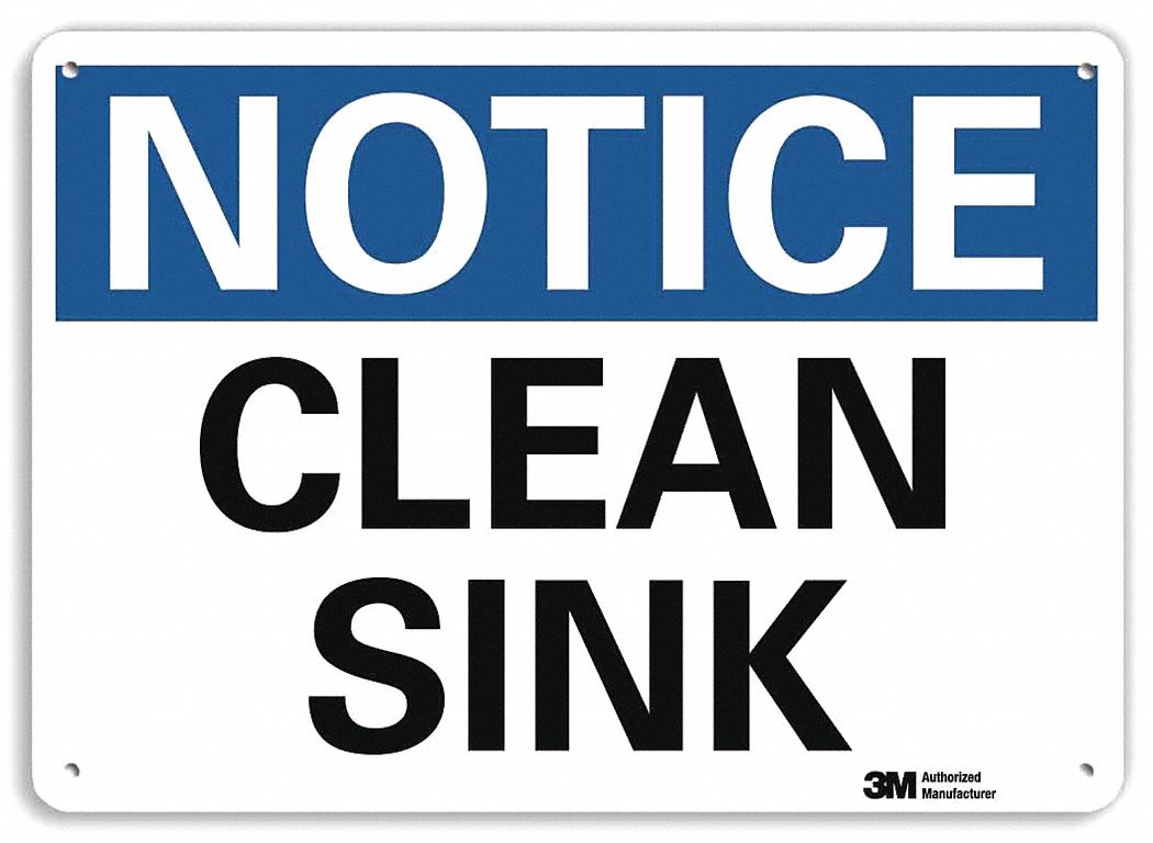 LYLE Notice Sign, Clean Sink, Sign Header Notice, Plastic, 7 in x 10 in ...
