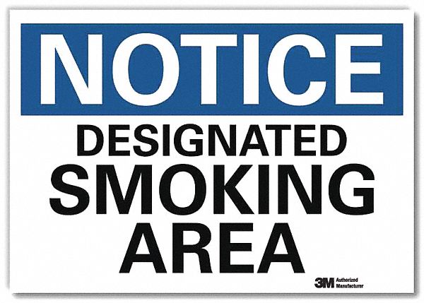 Osha Notice Designated Smoking Area Sign With Symbol