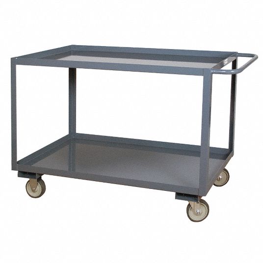 Welded Utility Cart, Load Capacity 1200 lb, Number of Shelves 2 - Grainger