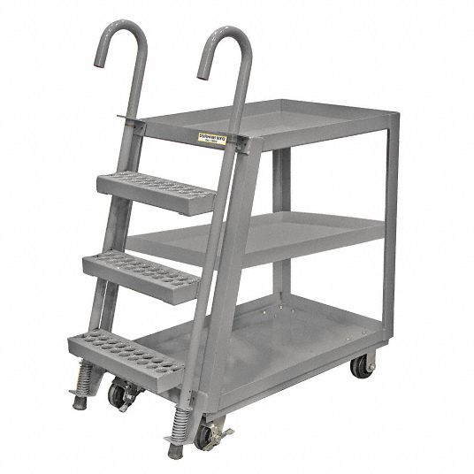 Stock Picking Ladder Cart, Load Capacity 1200 lb, Number of Shelves 3 ...