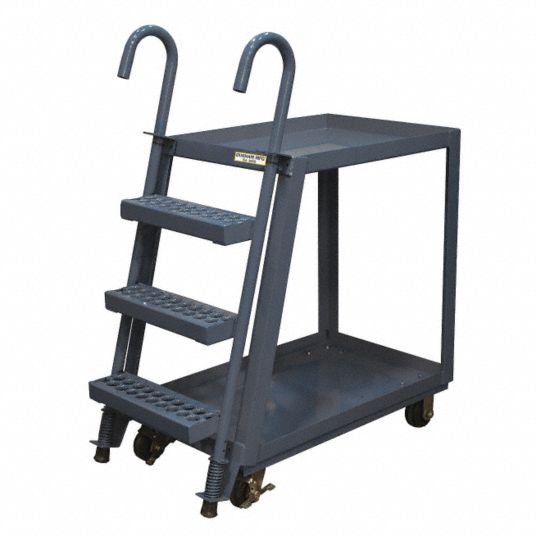 Stock Picking Ladder Cart, Load Capacity 1200 lb, Number of Shelves 2 ...