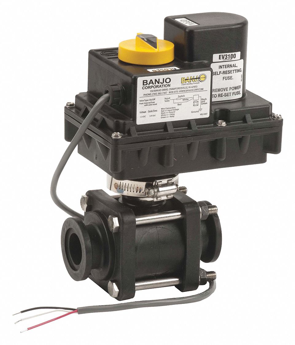 BANJO, 1 in Nominal Valve Size, 12V DC, Electrically Actuated Two-Way ...