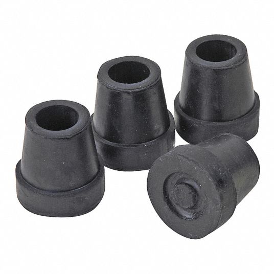 Quad Cane Tip, 1 1/4 in Height, Black, PK 4 - Grainger