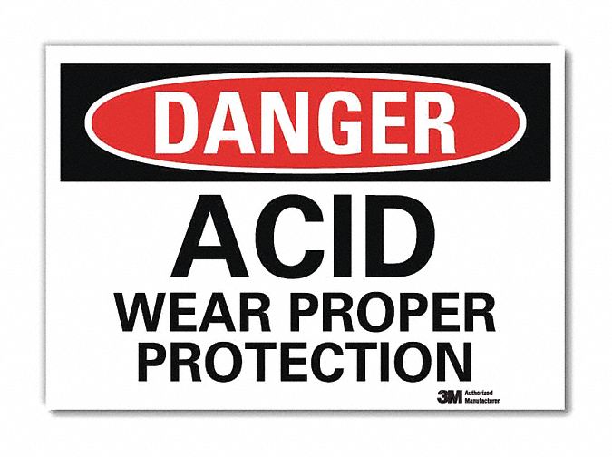 Danger Sign, Acid Wear Proper Protection, Header Danger, Rectangle, 5 ...
