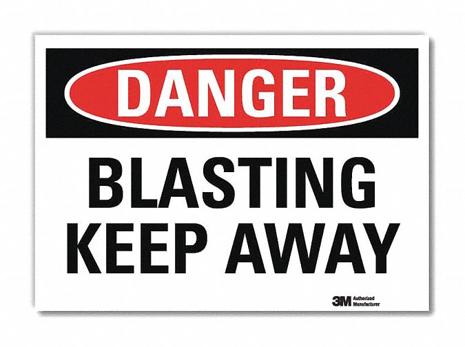 Vinyl, Danger Sign, 10" Width, 7" Height, White, Adhesive Surface ...