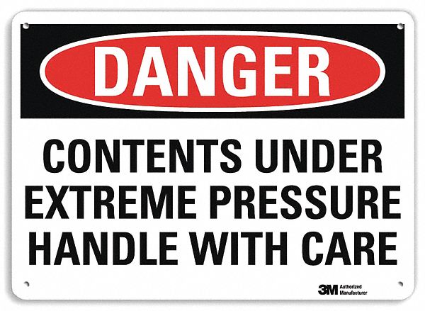 Danger Sign, Danger Contents Under Extreme Pressure Handle With Care ...