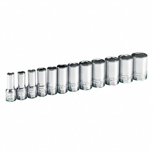 SK PROFESSIONAL TOOLS, 1/4 in Drive, 12 Piece, Socket Set - 34NL23 ...