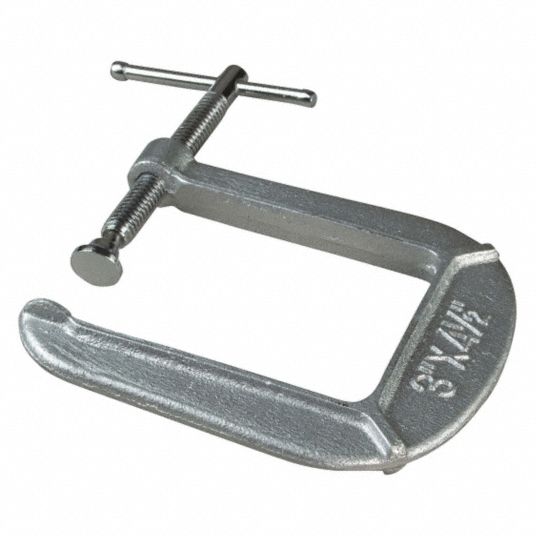 Light Duty Cast Iron C-Clamp, 3 in Max. Opening, 4-1/2 in Throat Depth ...