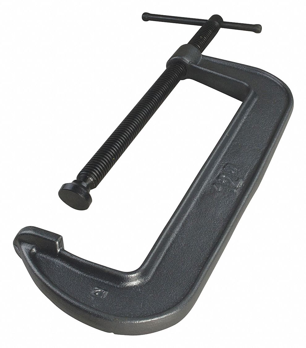 Heavy Duty Cast Iron C-Clamp, 12 in Max. Opening, 3 5/8 in Throat Depth ...