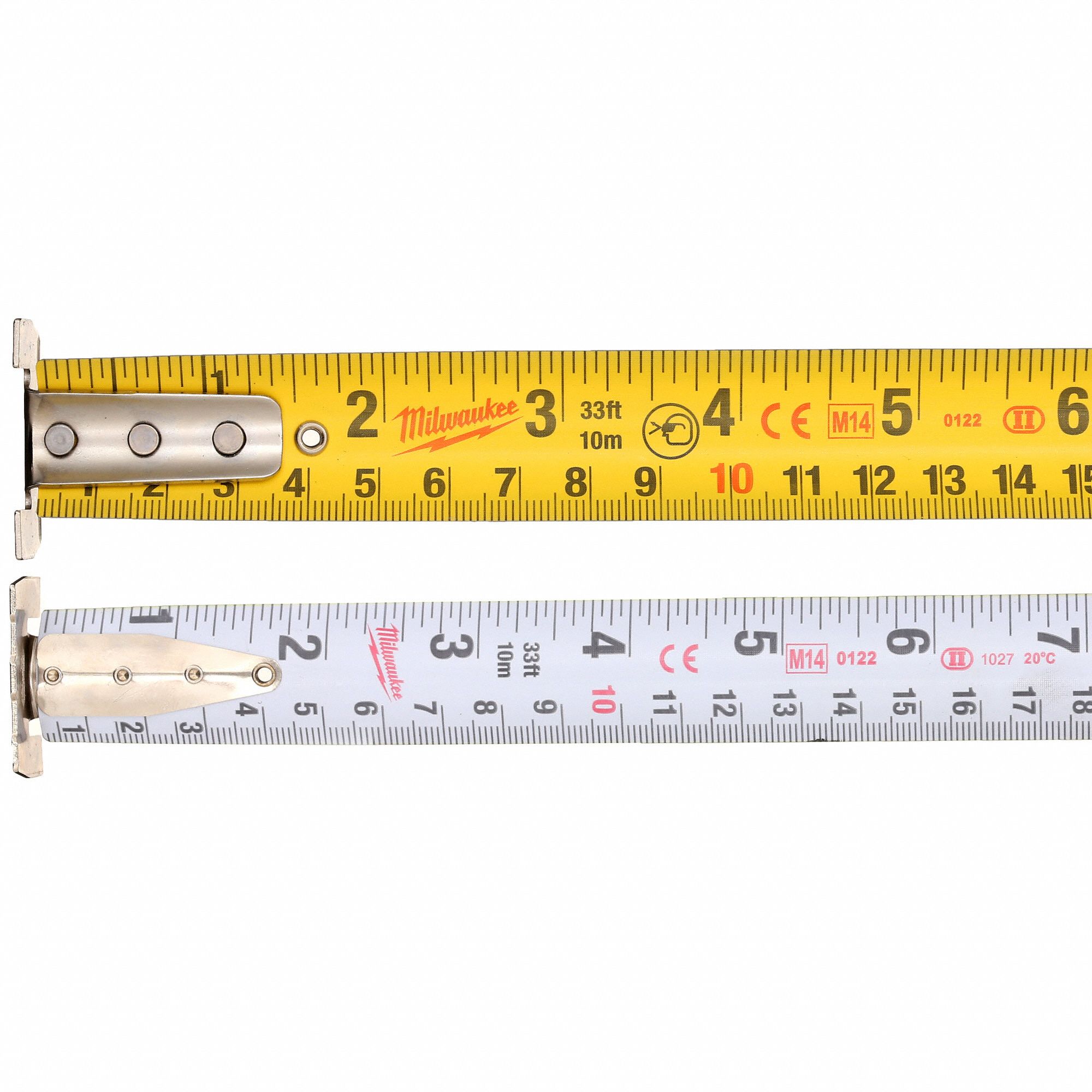 MILWAUKEE 33 ft./10m Steel SAE/Metric Tape Measure, Black/Red - 34RY76 ...