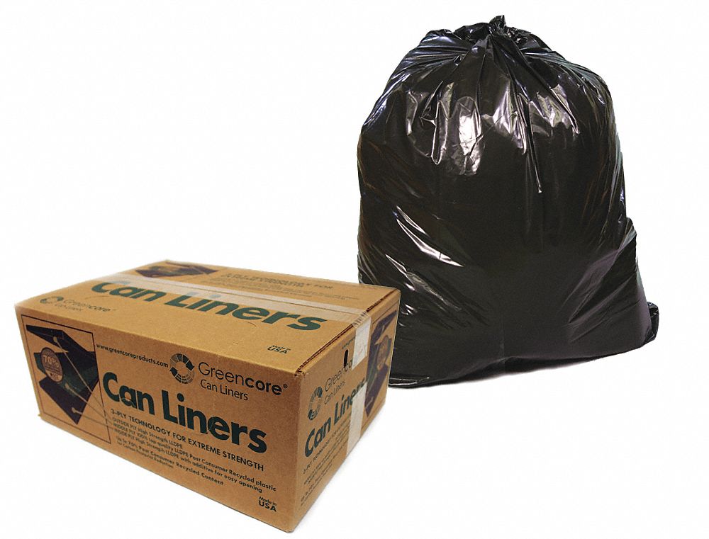 Liner,Recycled,Black,33inLx44inW,PK150 - Grainger