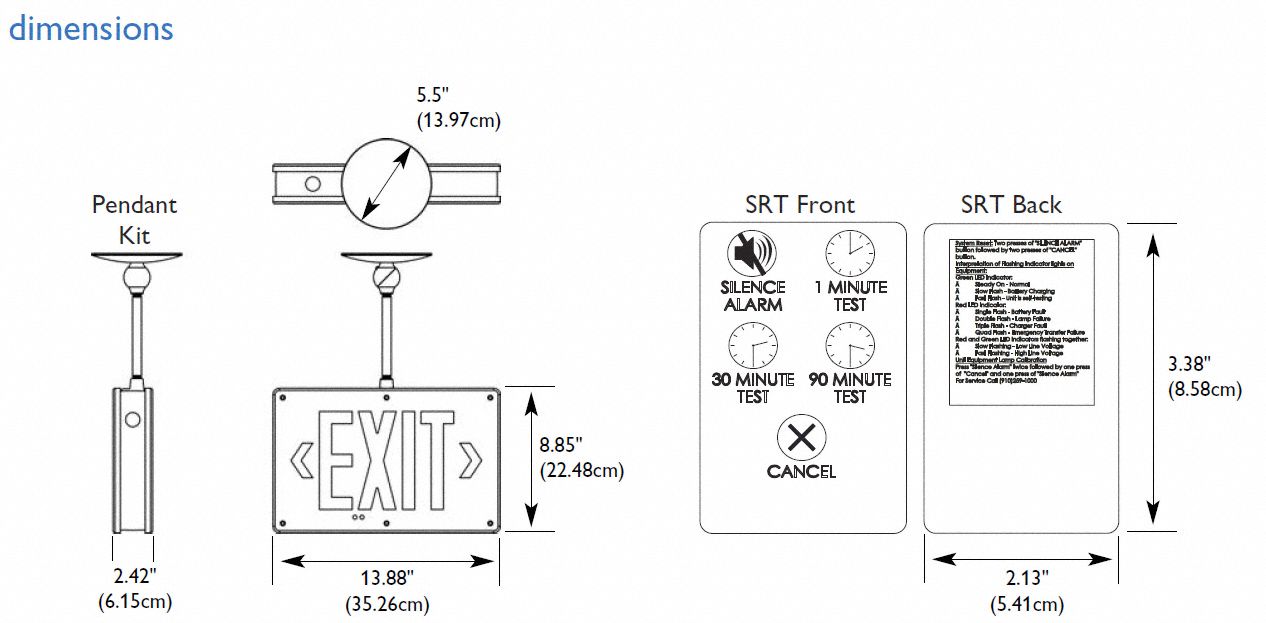 PHILIPS CHLORIDE Exit Sign, 3.8W, Red, Black, 8-27/32 in. H - 34TE81 ...