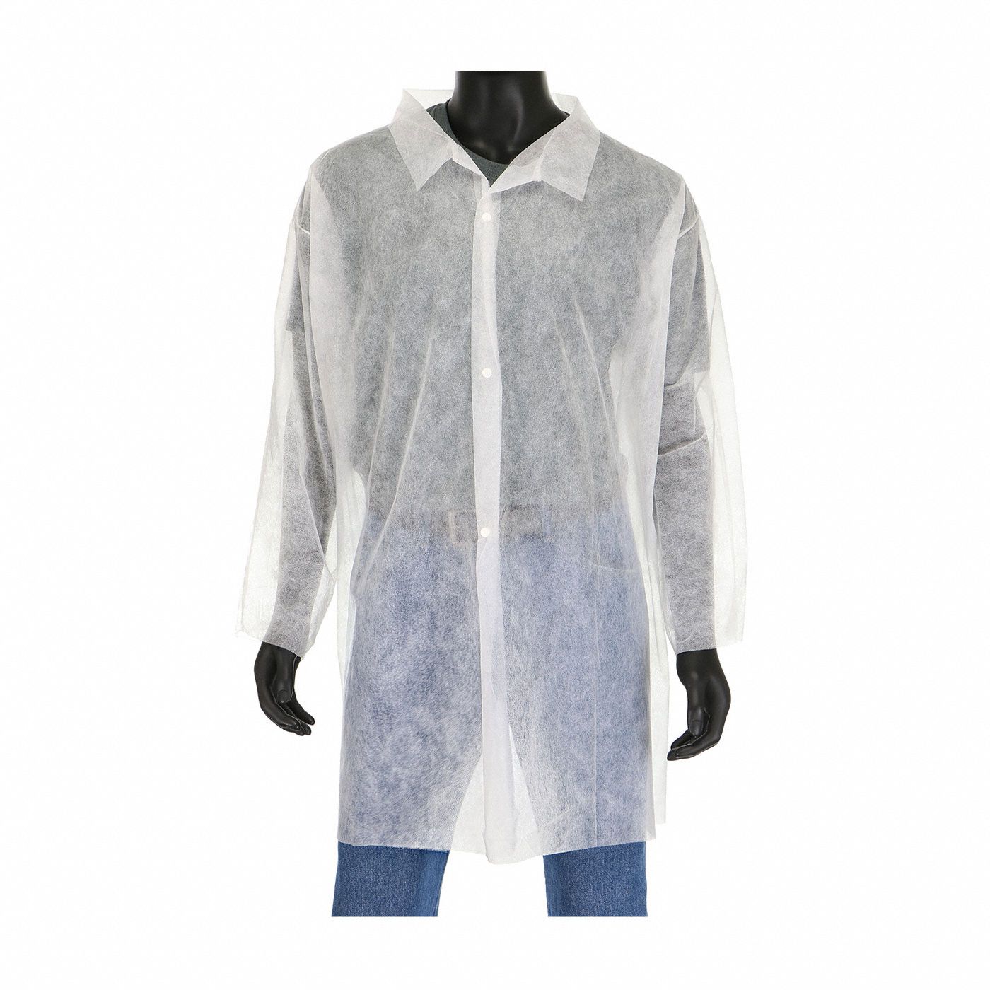 WEST CHESTER PROTECTIVE GEAR, Polypropylene, White, Disposable Lab Coat ...