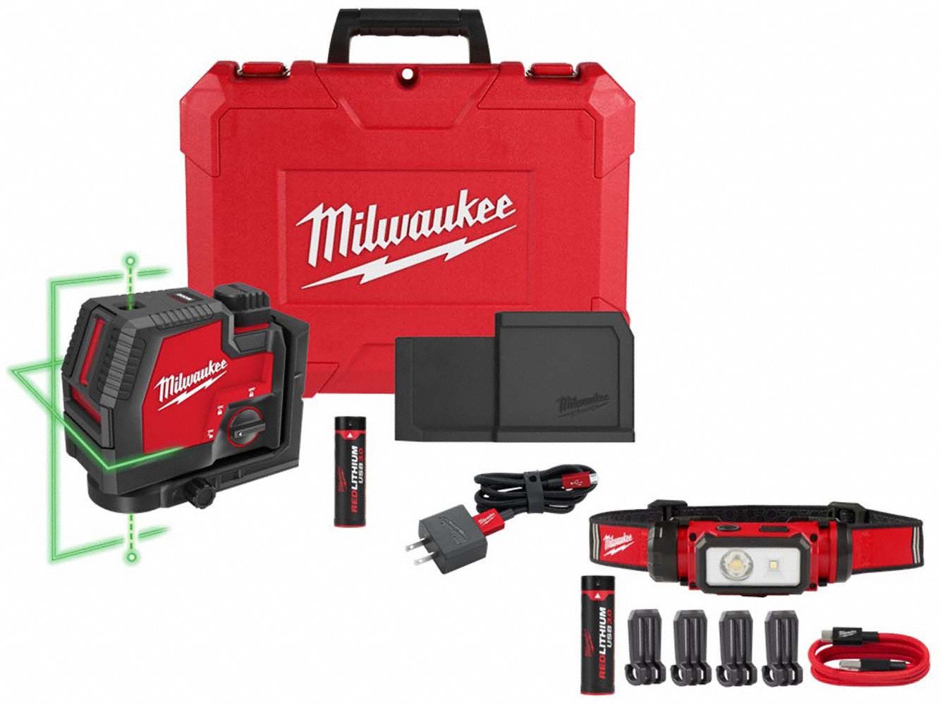 MILWAUKEE, 2 Lines and 0 Dots, Green Beam, Line Laser Kit - 1GC271|3522 ...