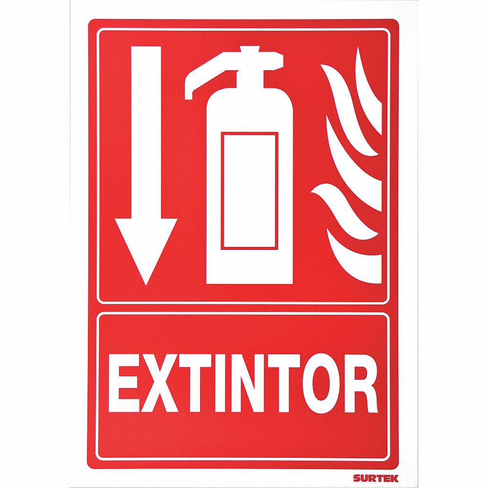 SURTEK Letrero de Extintor , Leyenda Extintor , idioma Español , Altura ...