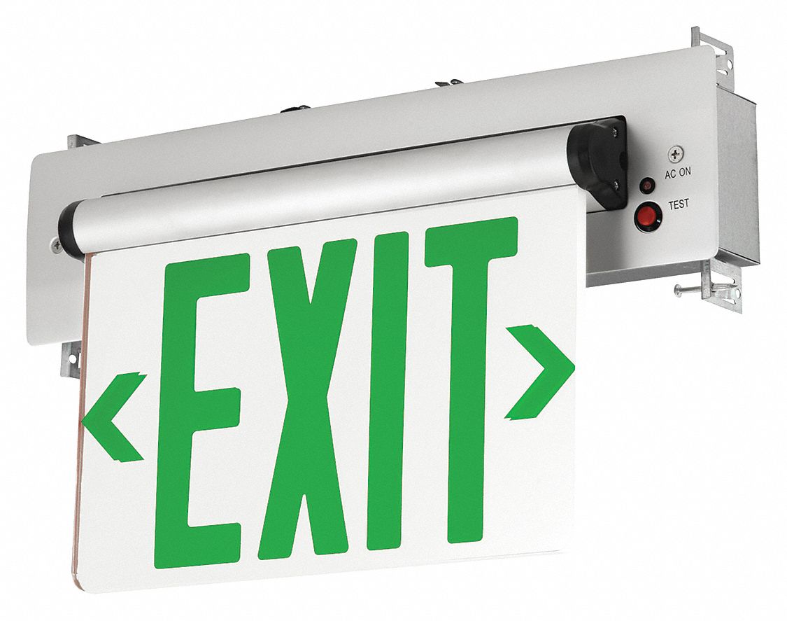 Edge-Lit Exit Sign,LED,BatteryBackUp,Grn - Grainger