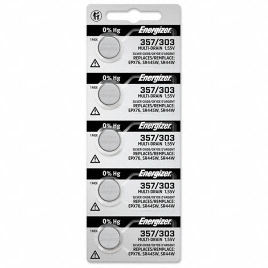 ENERGIZER, 303/357 Battery Size, Silver Oxide, Button Cell Battery ...