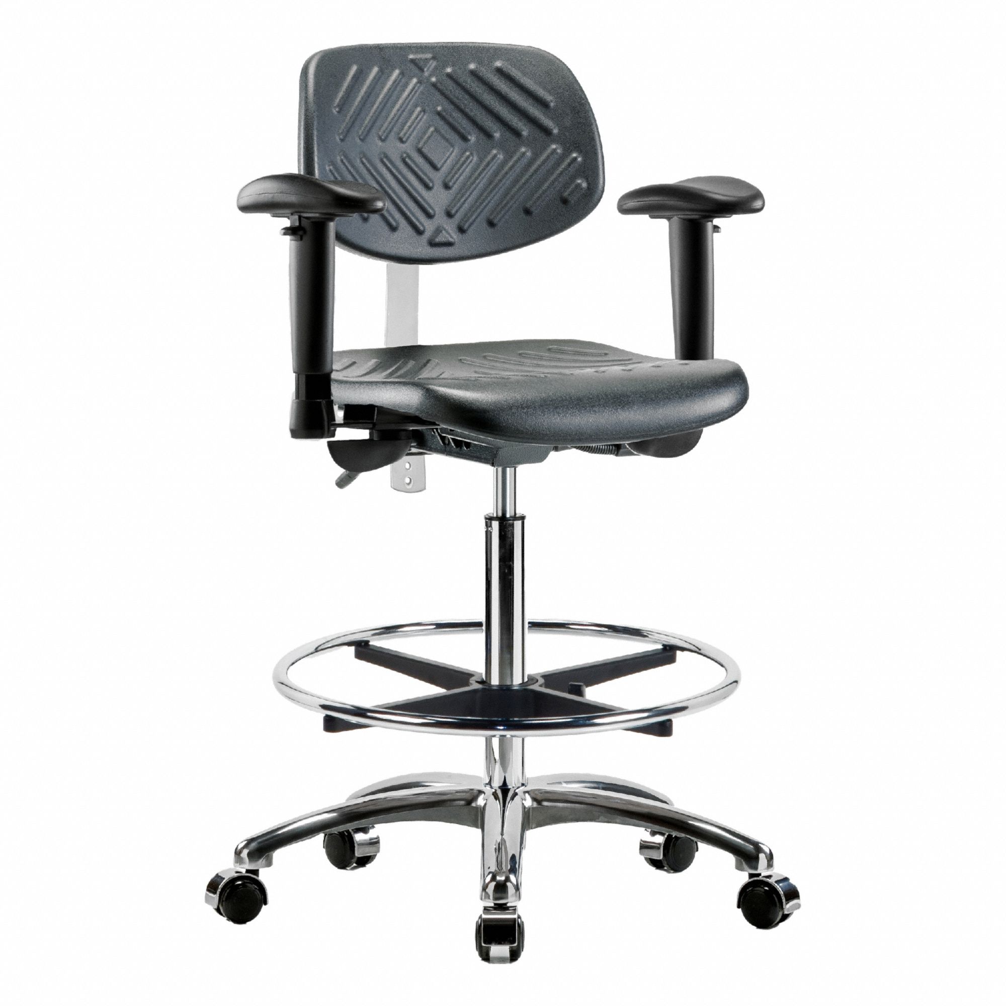 Polyurethane, Arms Included, Cleanroom Task Chair - 358L41|BR-NCR-PHBCH ...