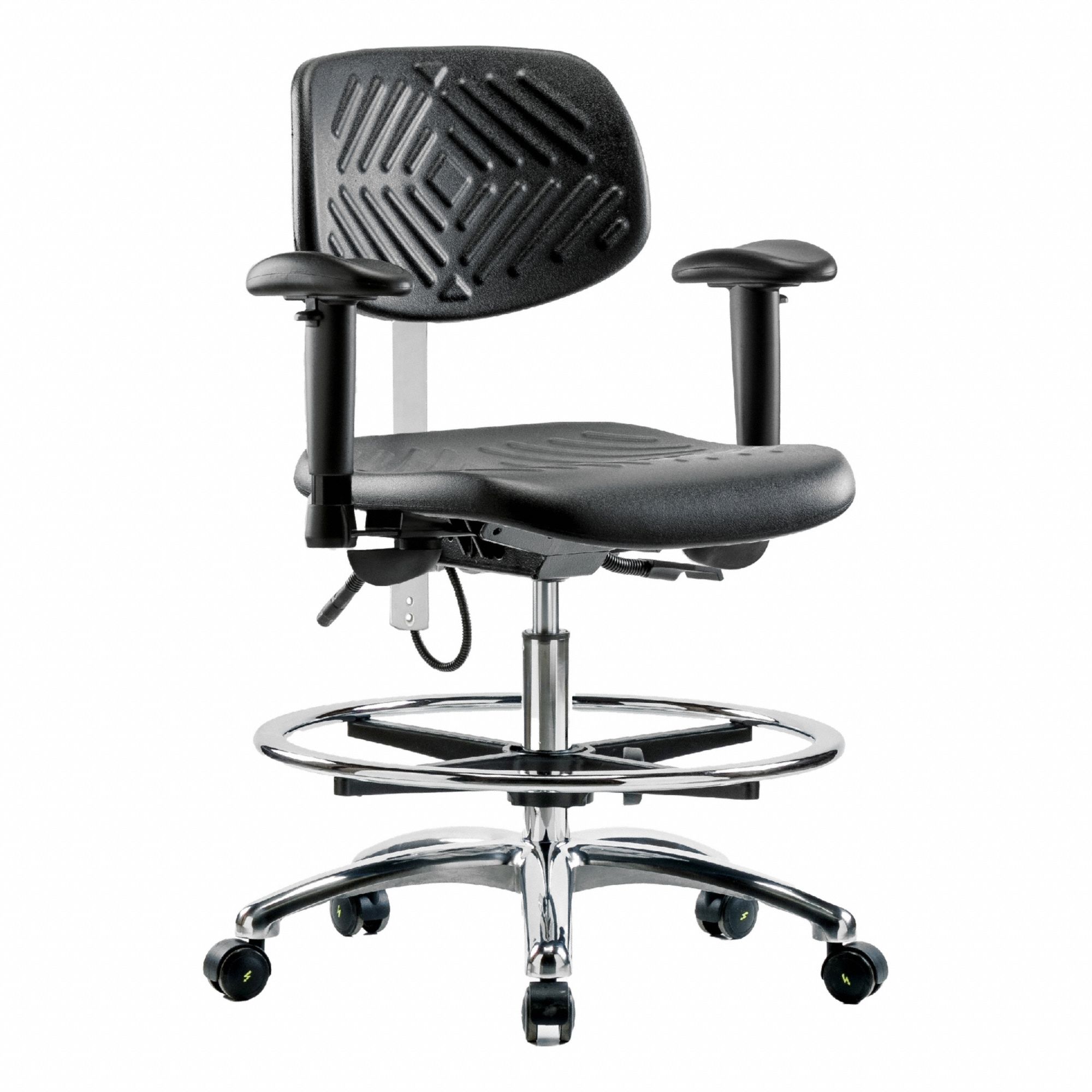Polyurethane, Arms Included, ESD Task Chair - 359F98|BR-ESD-PMBCH-CR-T0 ...