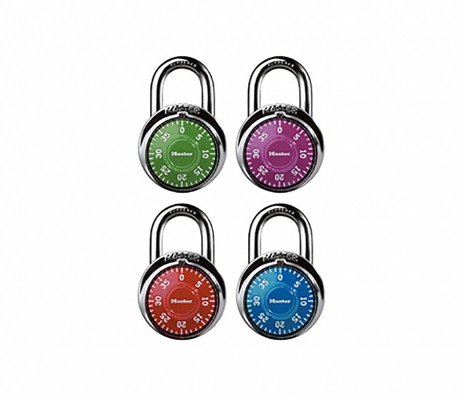 MASTER LOCK Candado de Combinación, Metal, Plateado, Cromado, Redondo, 3/4", 1-7/8", 3/4", 1-7/8 ...