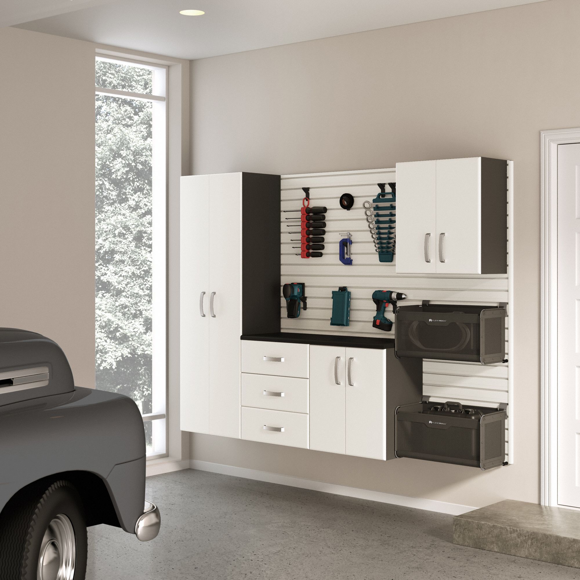 FLOW WALL Modular Cabinet Set: 96 in Overall Wd, 16 in Overall Dp, 72 ...