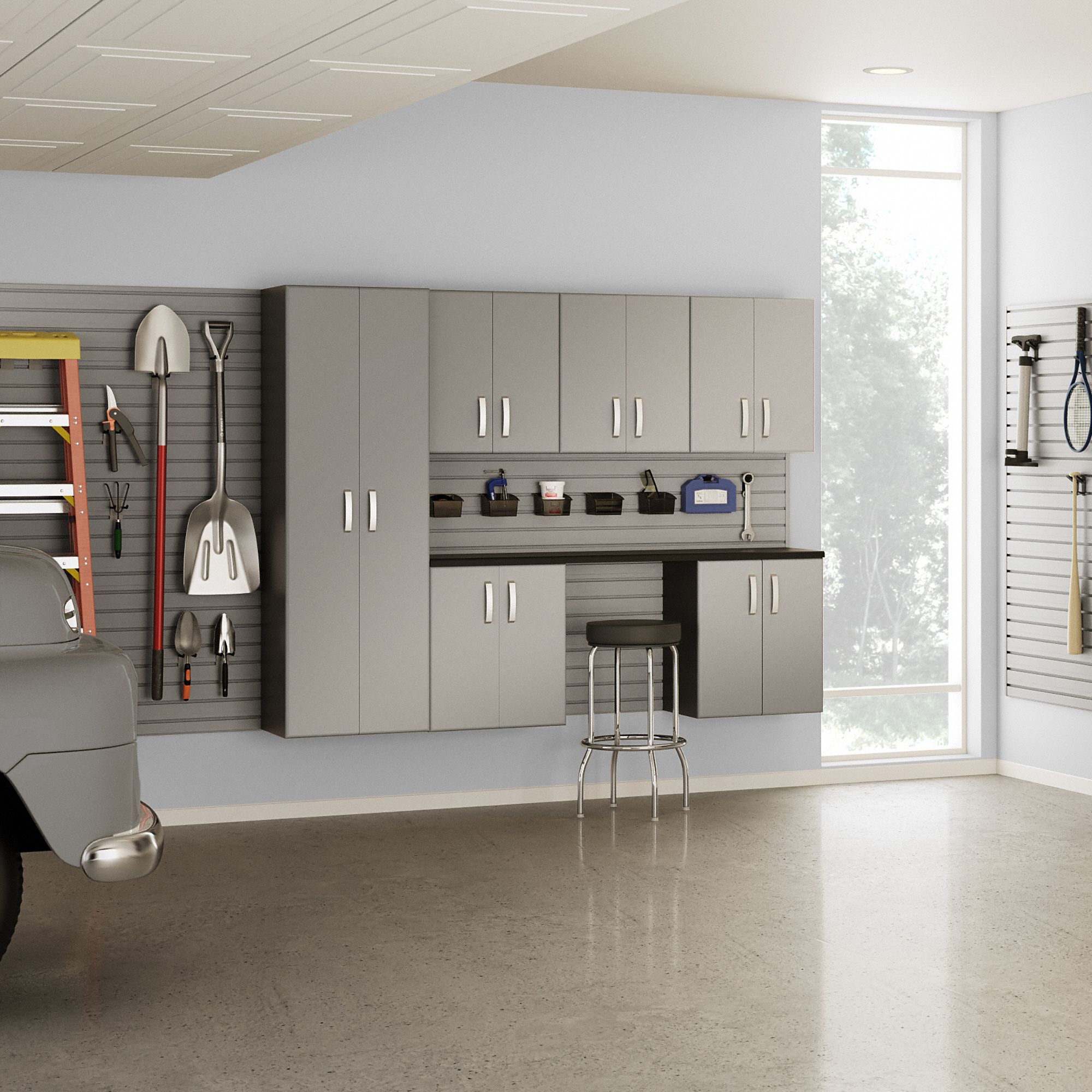 FLOW WALL Modular Cabinet Set: 96 in Overall Wd, 16 in Overall Dp, 72 ...